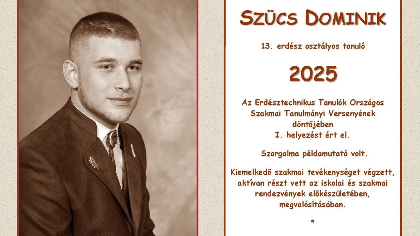 Díjat kapott az ország legjobb erdész diákja
